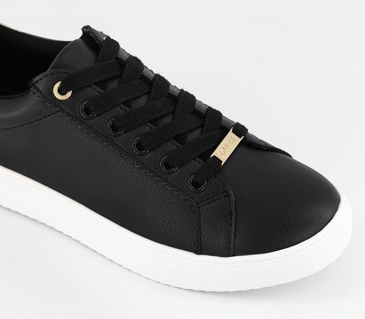 OFFICE Force Lace Up Cup Sole Trainers Black - Flat Shoes for Women