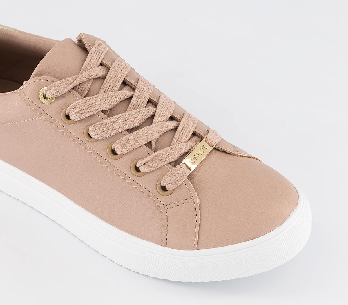 OFFICE Force Lace Up Cup Sole Trainers Beige - Flat Shoes for Women