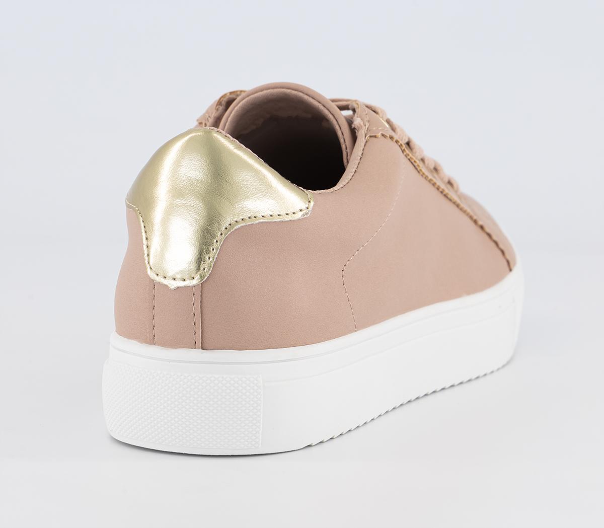 OFFICE Force Lace Up Cup Sole Trainers Beige - Flat Shoes for Women