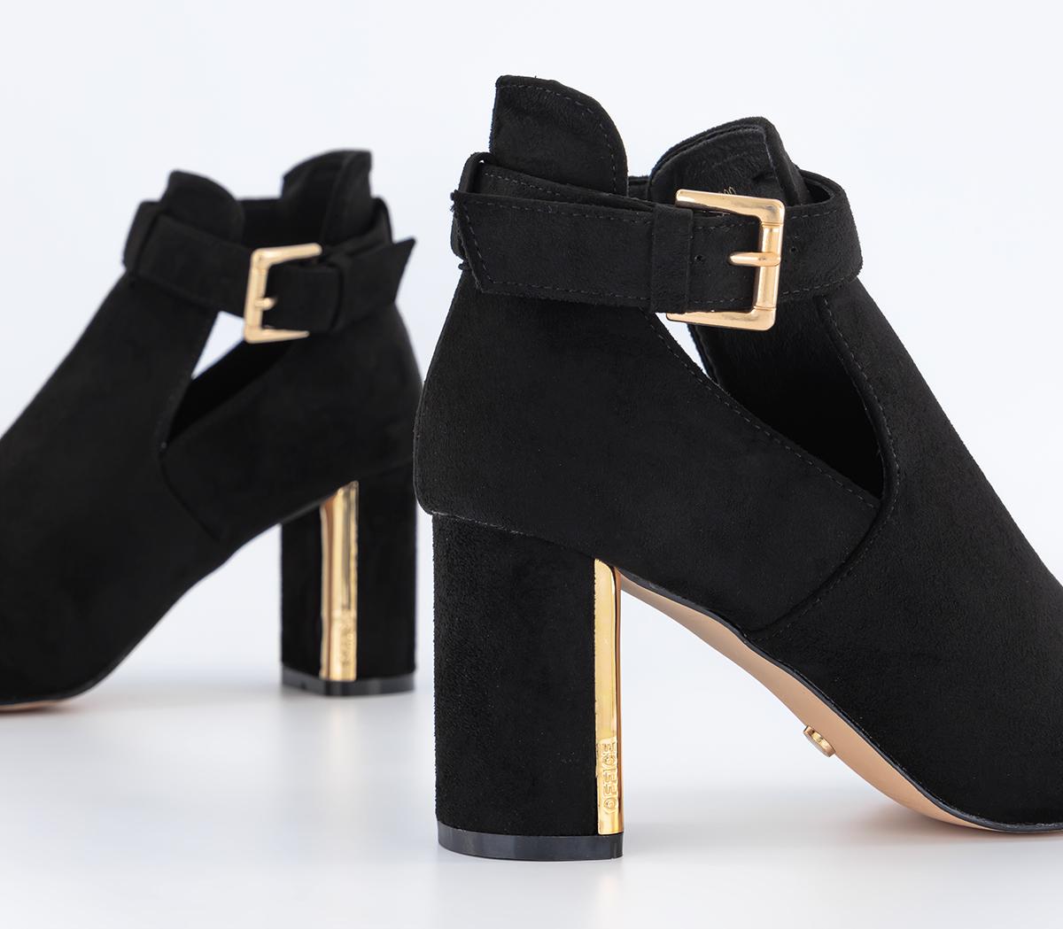 OFFICE Michelle Cut Out Peep Toe Shoe Boots Black - Mid Heels