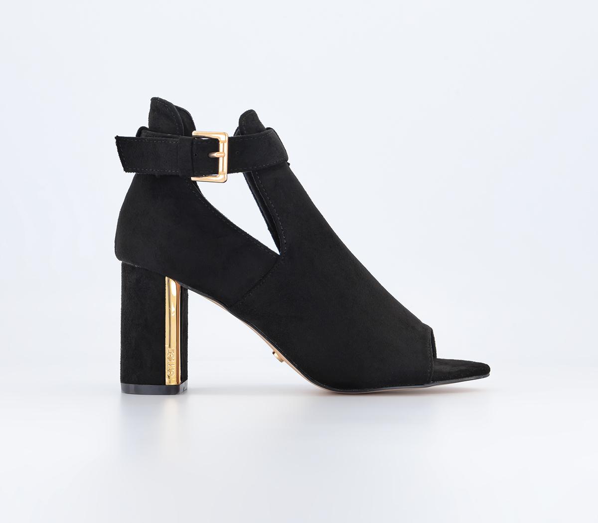 OFFICE Michelle Cut Out Peep Toe Shoe Boots Black - Mid Heels