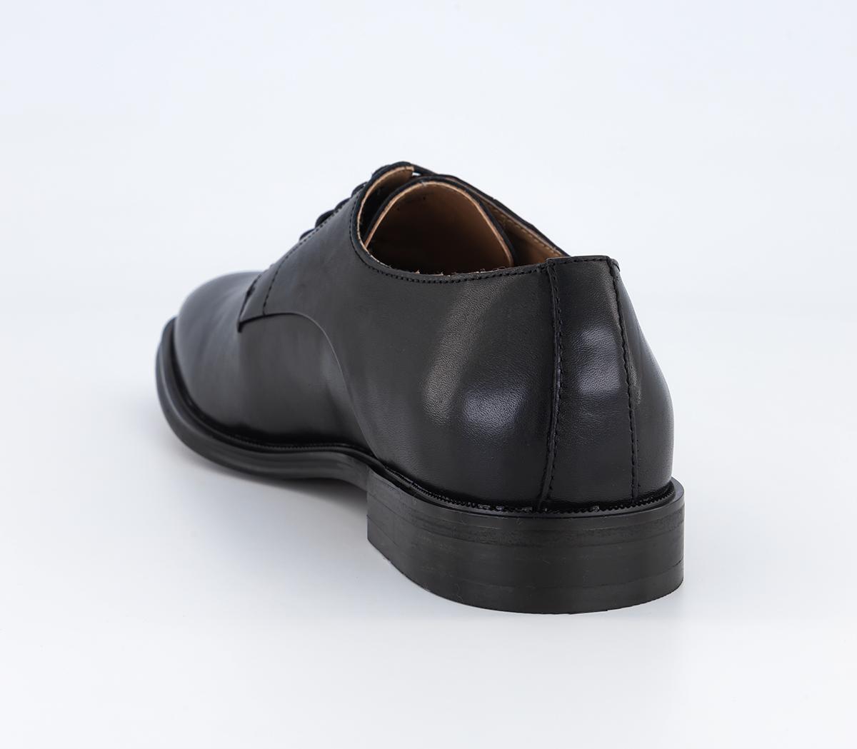 OFFICE Midland Plain Toe Derby Shoes Black Leather - Men’s Smart Shoes
