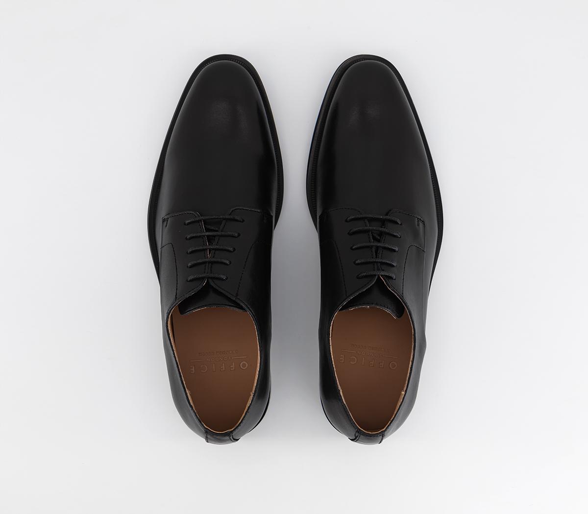 OFFICE Midland Plain Toe Derby Shoes Black Leather - Men’s Smart Shoes