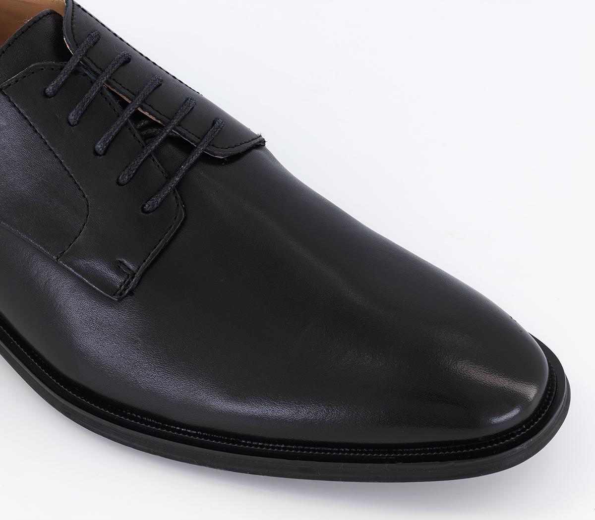 OFFICE Midland Plain Toe Derby Shoes Black Leather - Men’s Smart Shoes