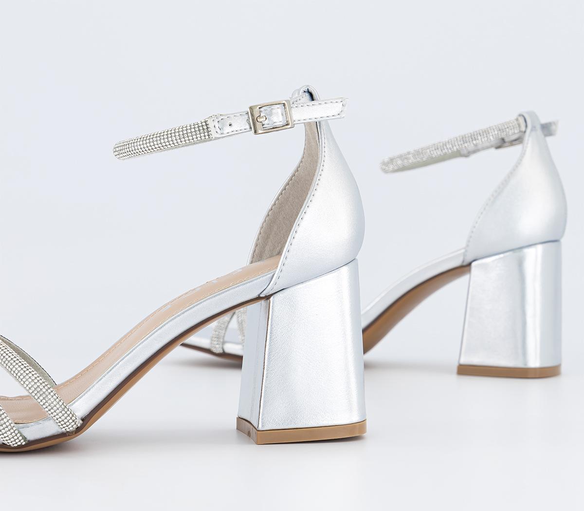 OFFICE Mahlia Embellished Block Heels Silver Embellished - Mid Heels