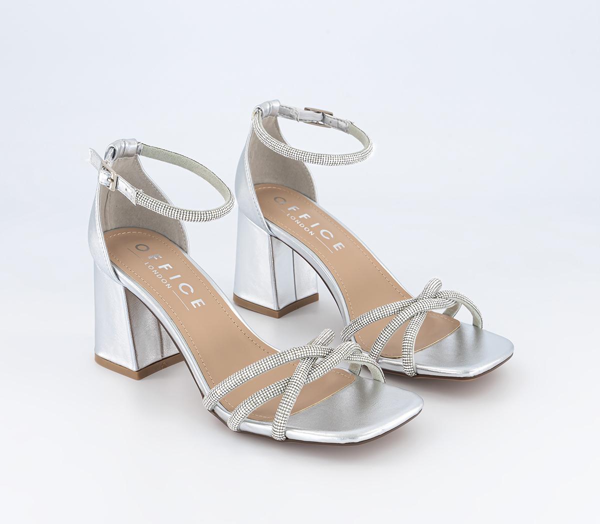 OFFICE Mahlia Embellished Block Heels Silver Embellished - Mid Heels
