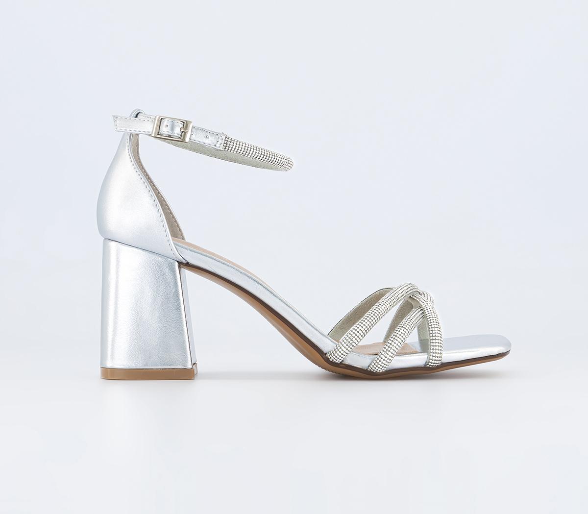 OFFICE Mahlia Embellished Block Heels Silver Embellished - Mid Heels