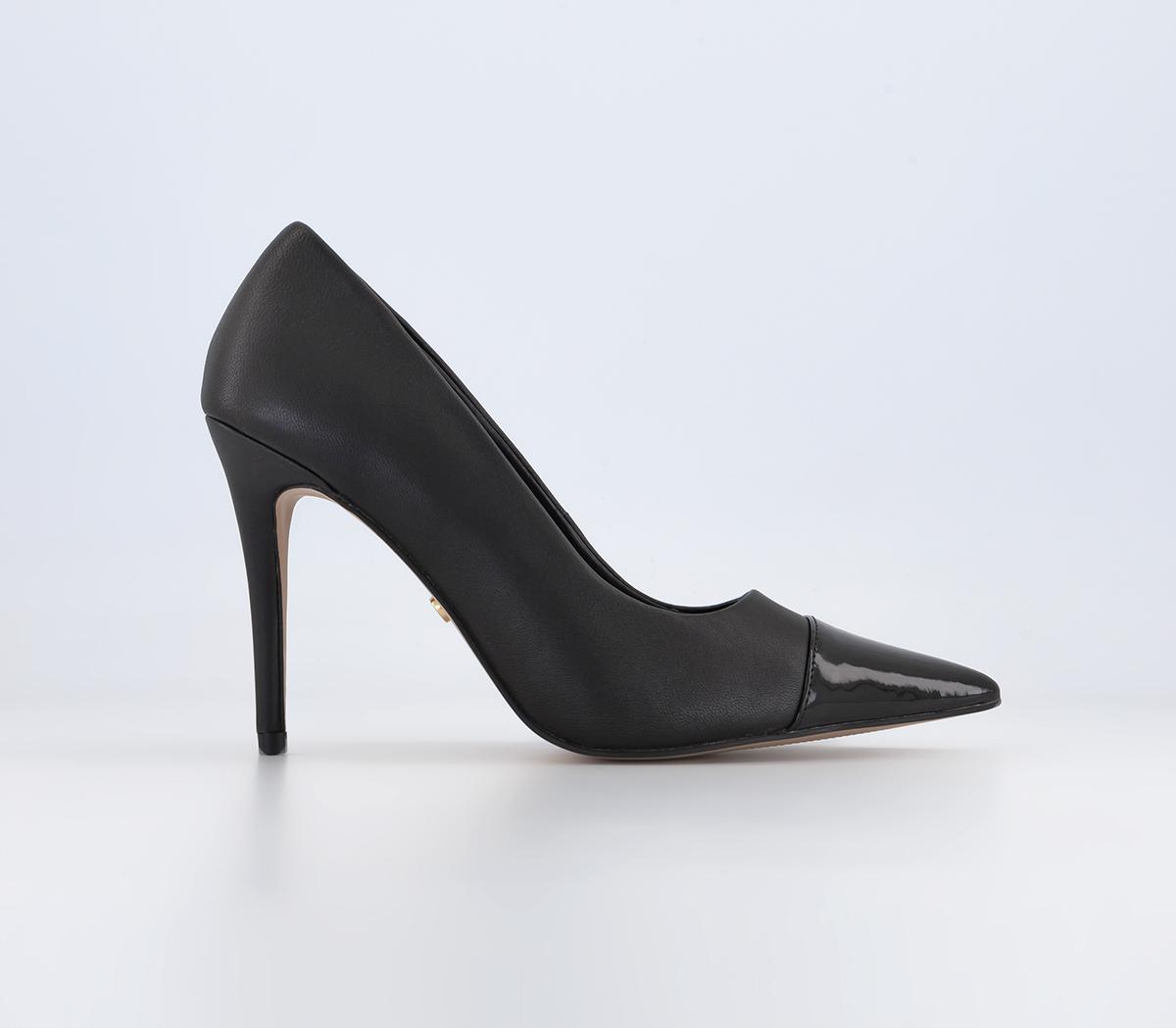 OFFICE Wide Fit Harmony Toe Cap Courts Black Leather - High Heels