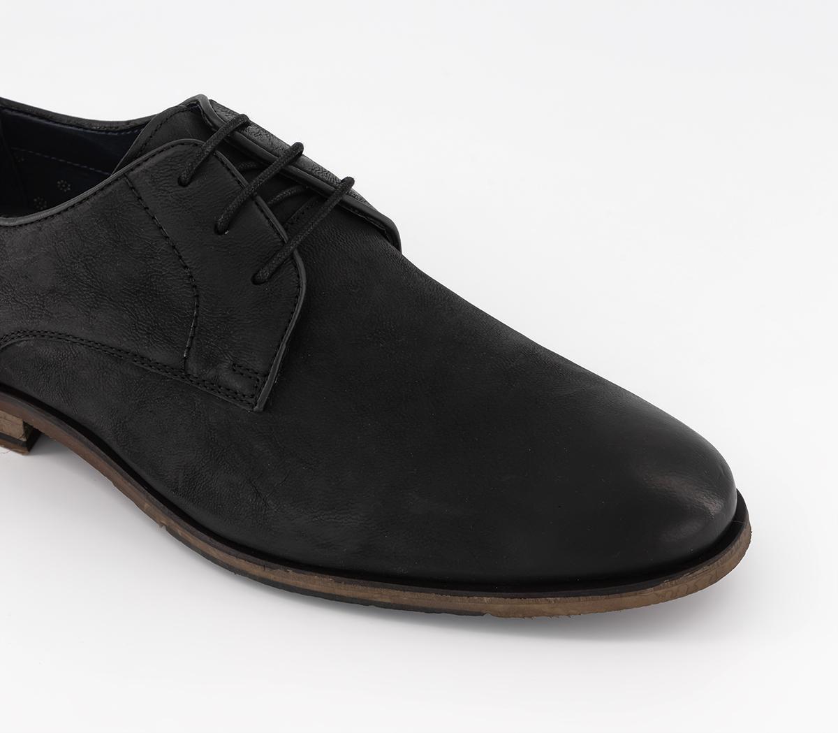 OFFICE Curtis Washed Leather Derby Shoes Black Leather - Men's Casual Shoes