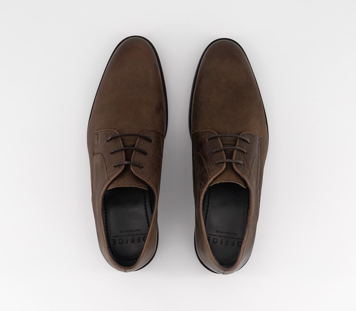 OFFICE Curtis Washed Leather Derby Shoes Tan Leather - Men's Casual Shoes