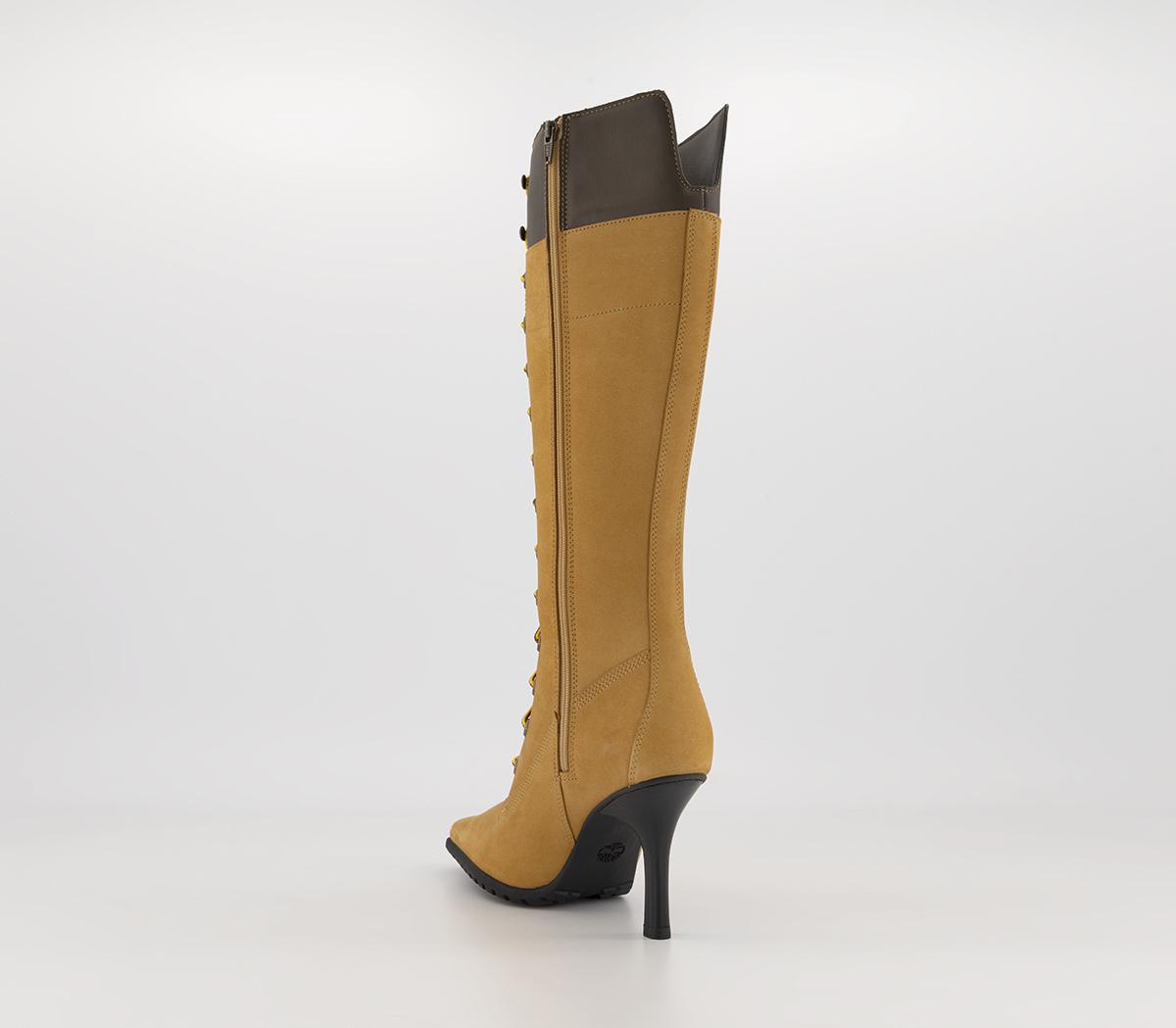 Timberland Tall Lace Boots Wheat Nubuck - Women's Knee High Boots