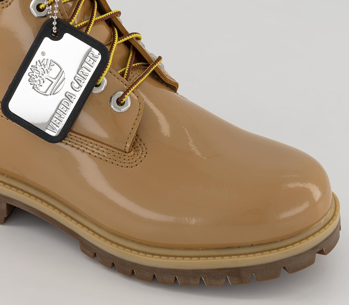 Timberland 6 Prem Rubber Cup Boots Wheat Patent Leather - Women's Boots