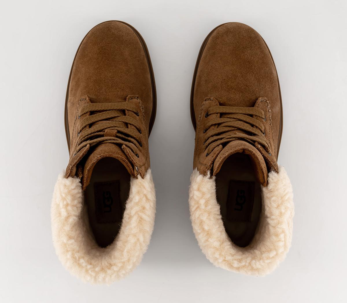 UGG Harrison Lace Boots Chestnut Suede - Flat Shoes for Women