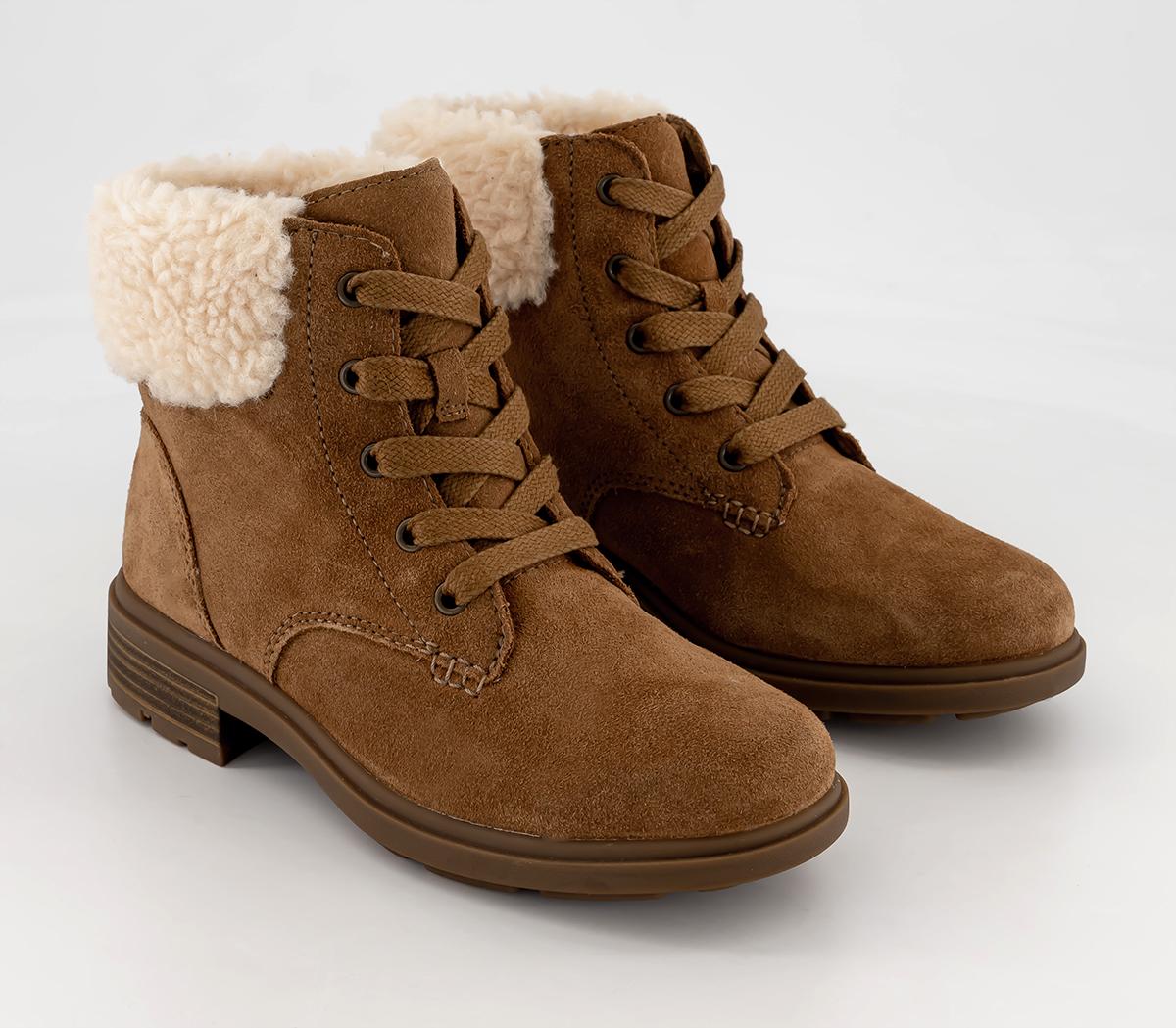 UGG Harrison Lace Boots Chestnut Suede - Flat Shoes for Women