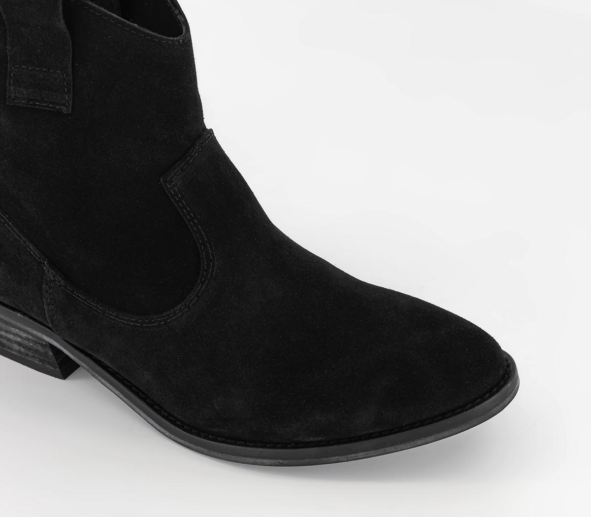 OFFICE Arizona Mini Ankle Western Boots Black Suede - Women's Ankle Boots