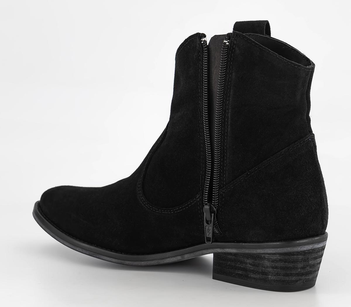 OFFICE Arizona Mini Ankle Western Boots Black Suede - Women's Ankle Boots