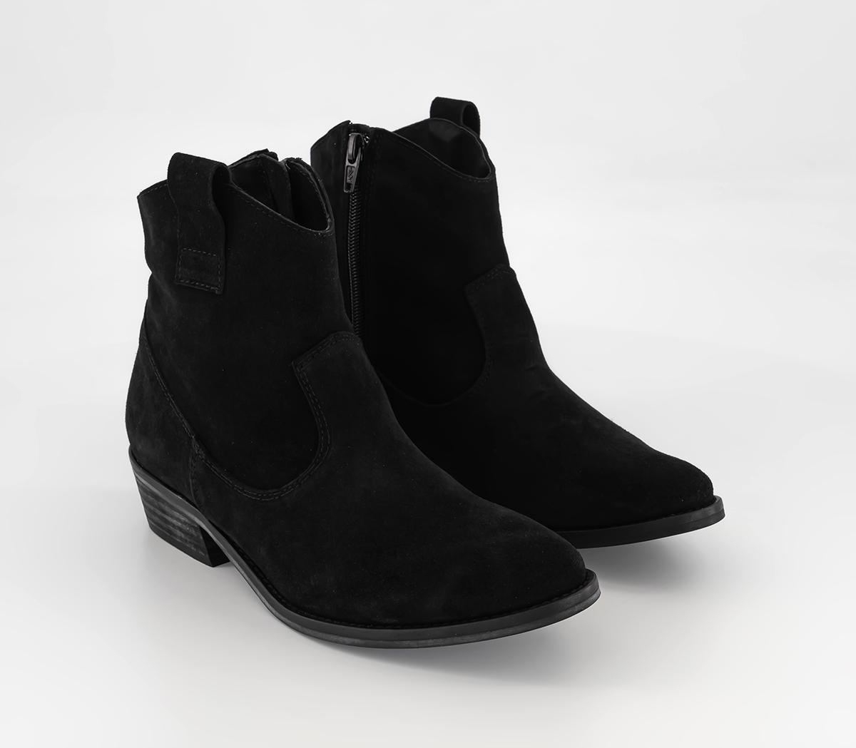OFFICE Arizona Mini Ankle Western Boots Black Suede - Women's Ankle Boots