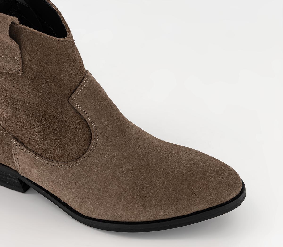 OFFICE Arizona Mini Ankle Western Boots Taupe Suede - Women's Ankle Boots