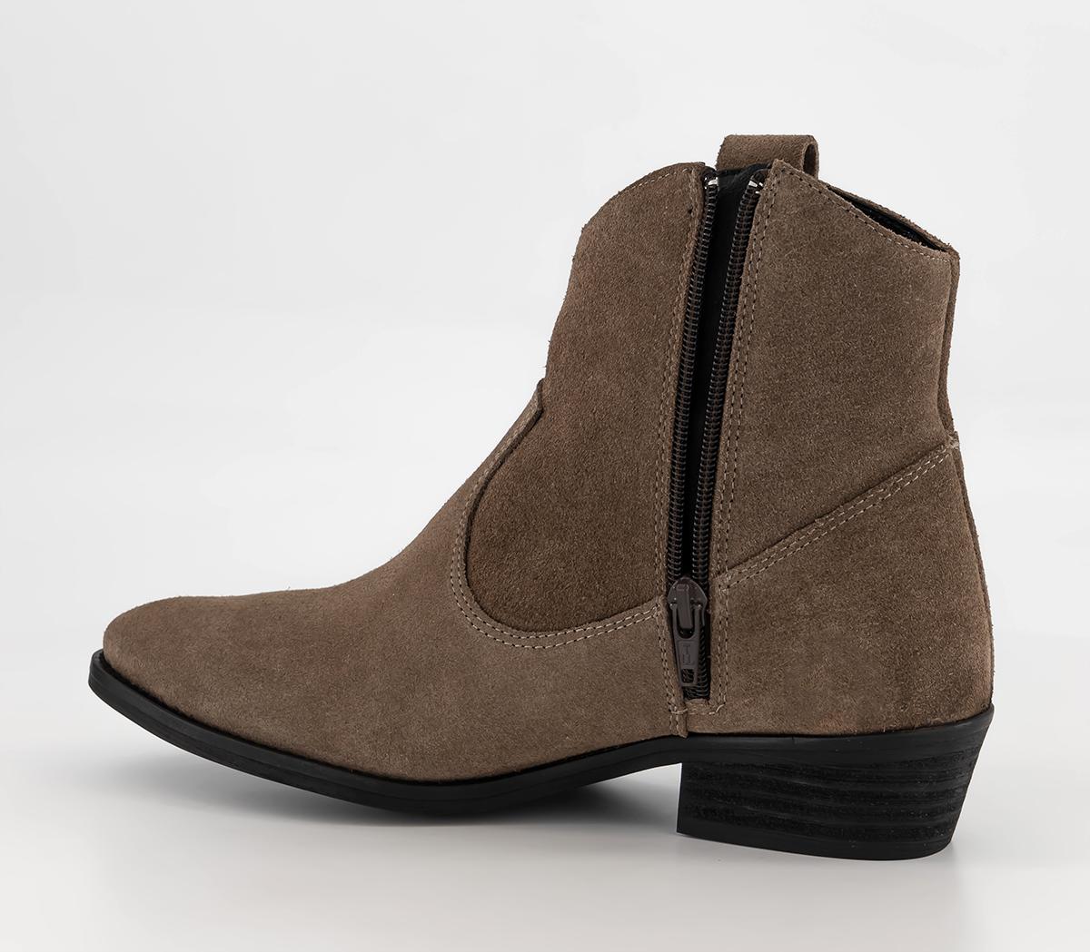OFFICE Arizona Mini Ankle Western Boots Taupe Suede - Women's Ankle Boots