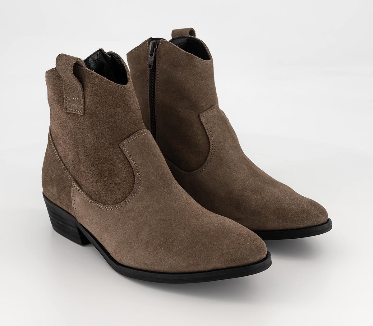 OFFICE Arizona Mini Ankle Western Boots Taupe Suede - Women's Ankle Boots