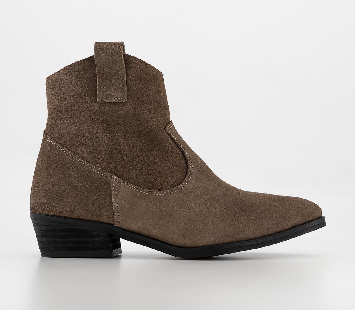 OFFICE Arizona Mini Ankle Western Boots Taupe Suede - Women's Ankle Boots