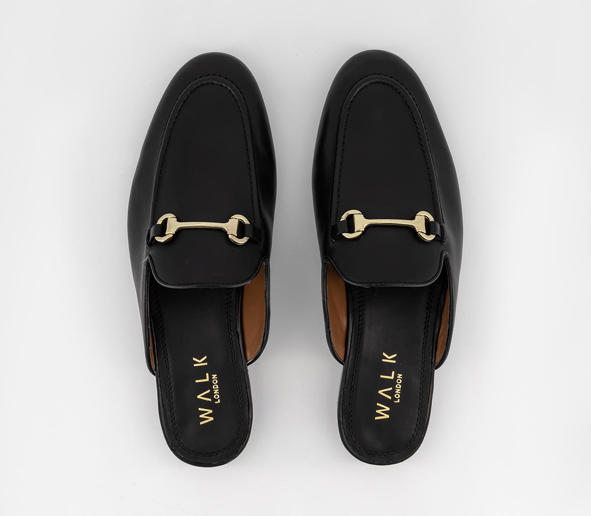 Walk London Terry Trim Mules Black - Men’s Smart Shoes