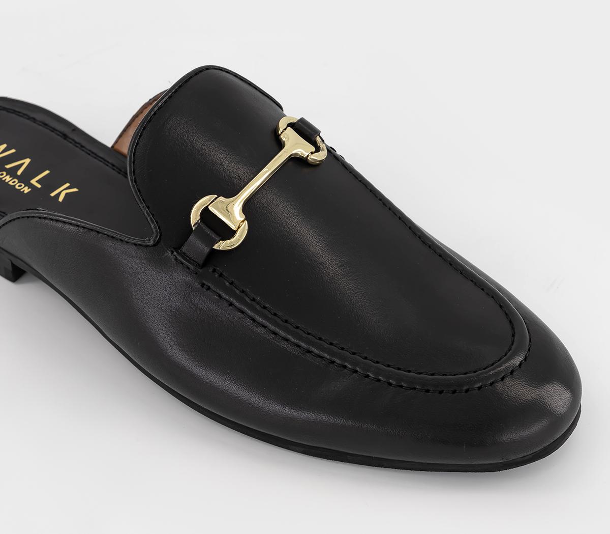 Walk London Terry Trim Mules Black - Men’s Smart Shoes