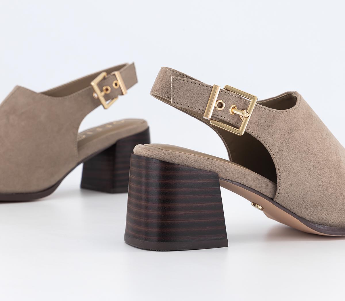 OFFICE Monika Low Block Heel Shoe Boots Taupe - Mid Heels