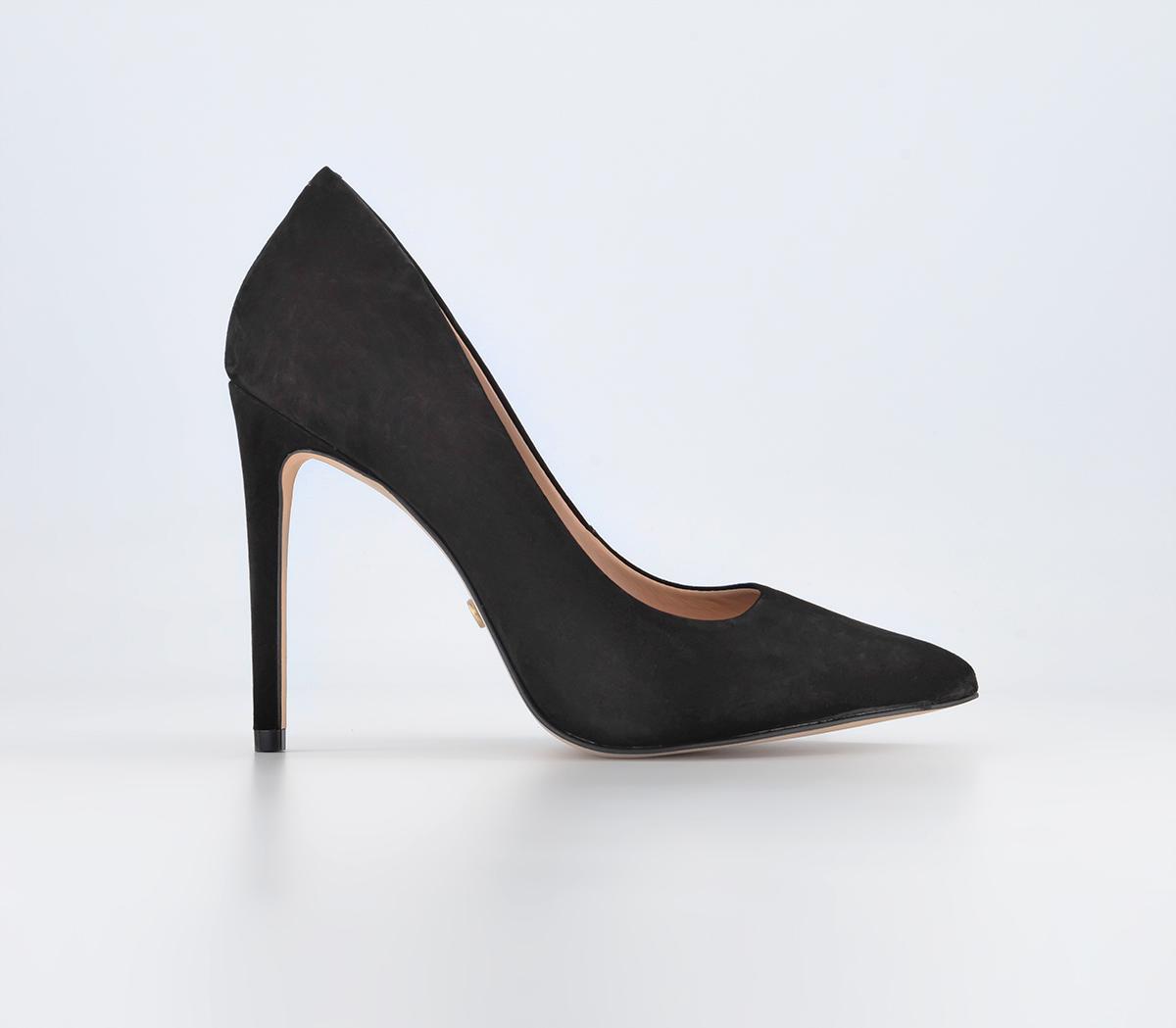 OFFICE Hadley Pointed Toe Court Heels Black Nubuck - High Heels