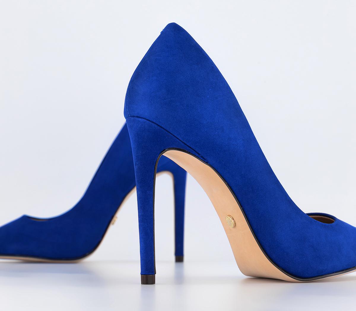 OFFICE Hadley Pointed Toe Court Heels Blue Nubuck - High Heels