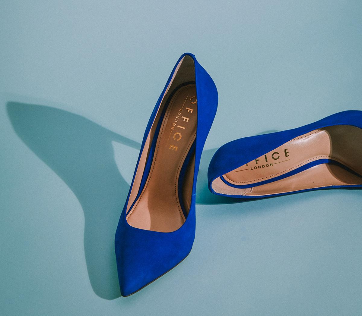 OFFICE Hadley Pointed Toe Court Heels Blue Nubuck - High Heels