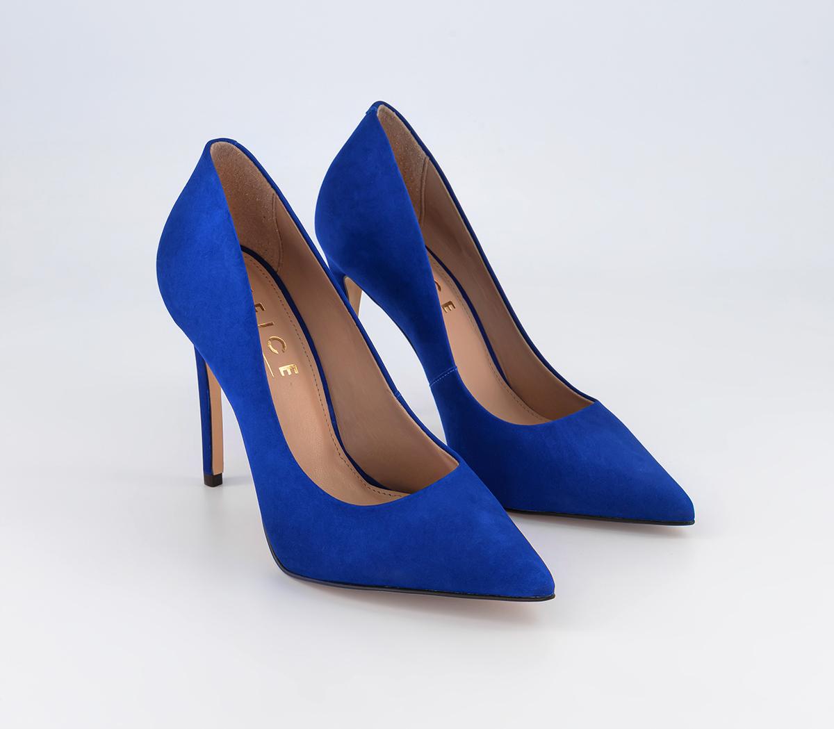 OFFICE Hadley Pointed Toe Court Heels Blue Nubuck - High Heels