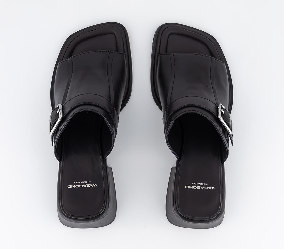 Vagabond Shoemakers Ines Buckle Mules Black Leather - Mules
