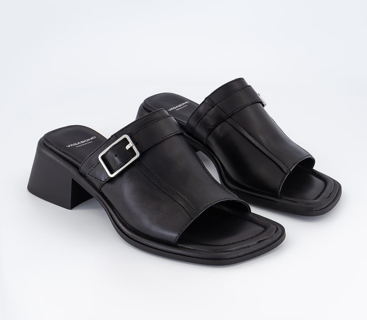 Vagabond Shoemakers Ines Buckle Mules Black Leather - Mules