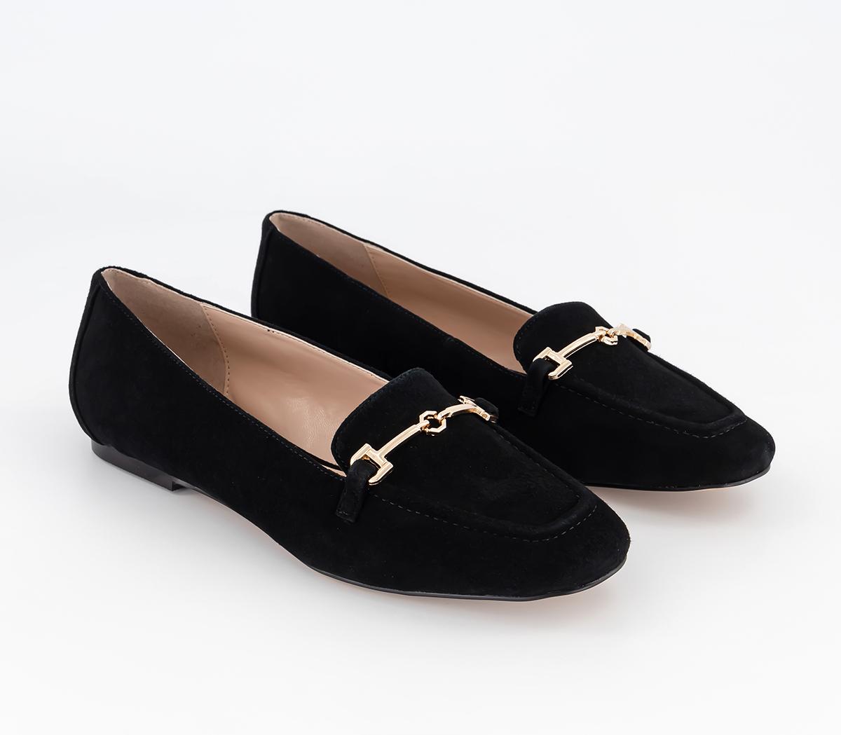 OFFICE Flying High Snaffle Suede Loafers Black Suede - Flat Shoes for Women