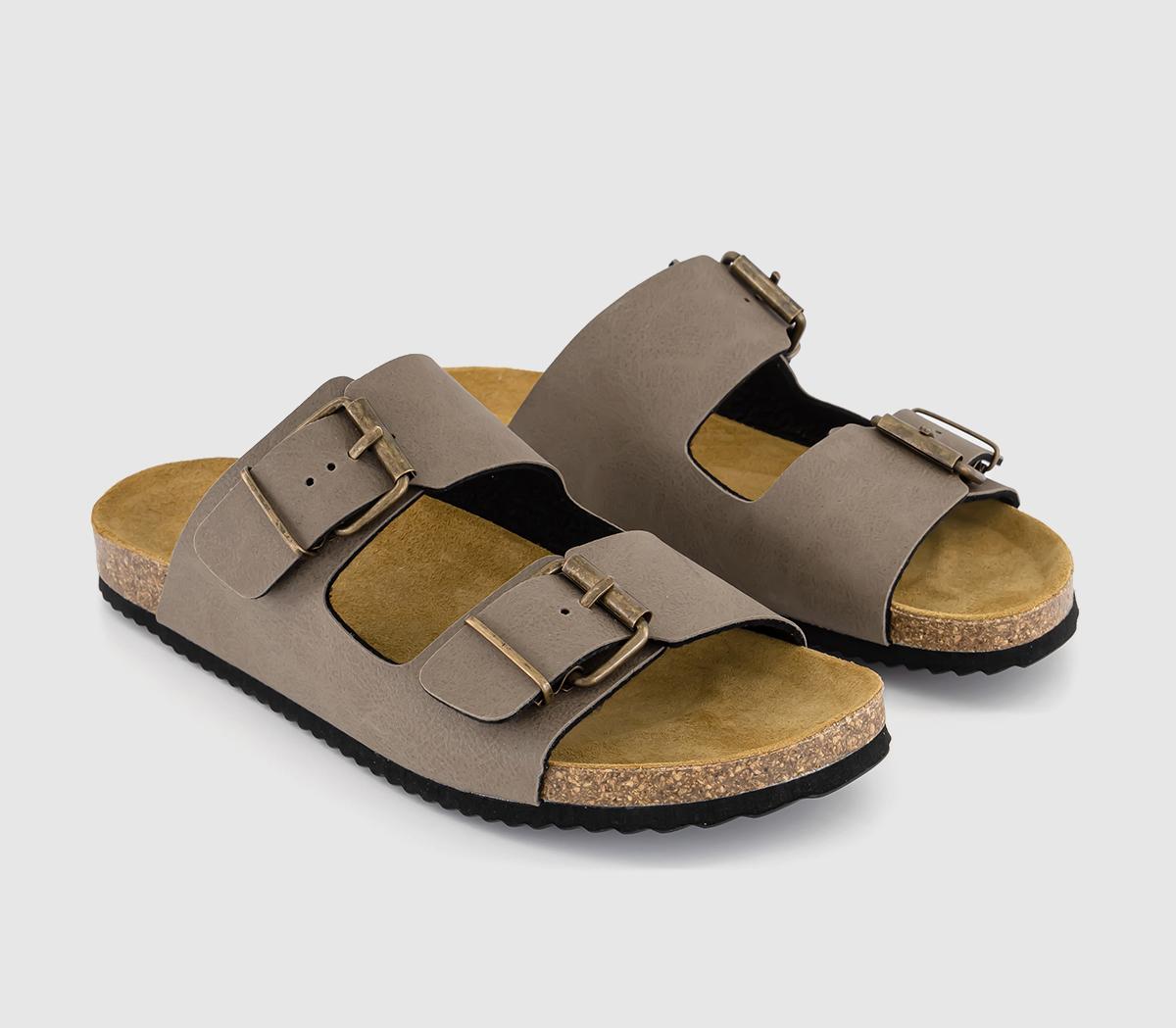 OFFICE Livingstone Double Strap Footbeds Taupe - Men’s Sandals
