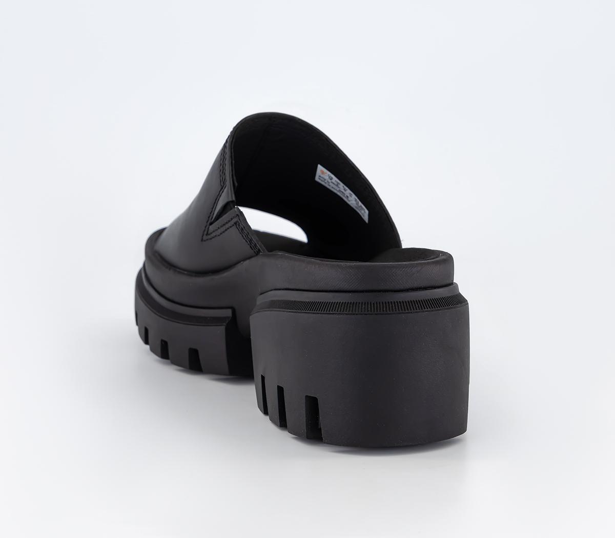 Timberland Everleigh Slide Mules Black Full Grain - Women’s Sandals