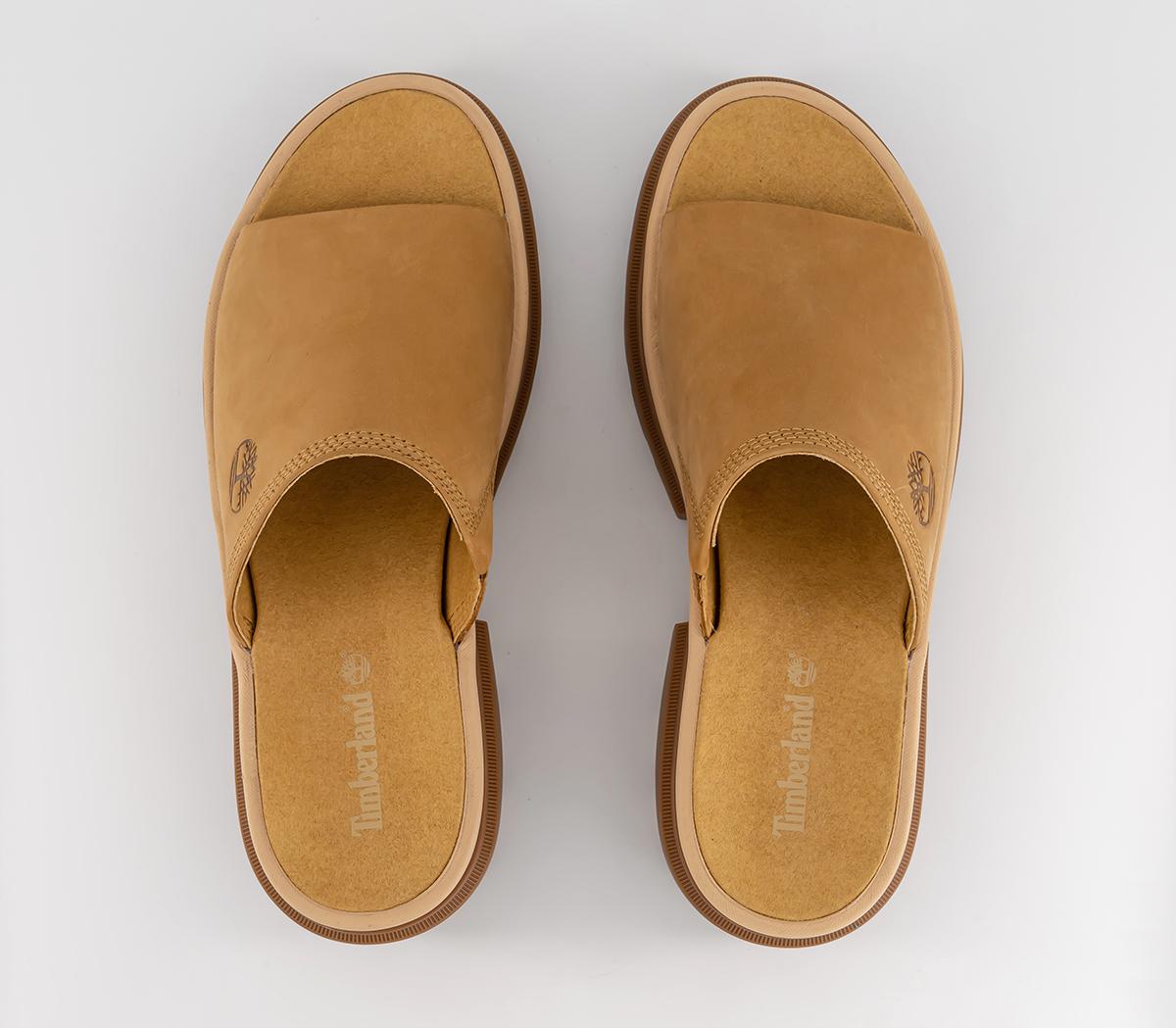 Timberland Everleigh Slide Mules Wheat Nubuck - Women’s Sandals
