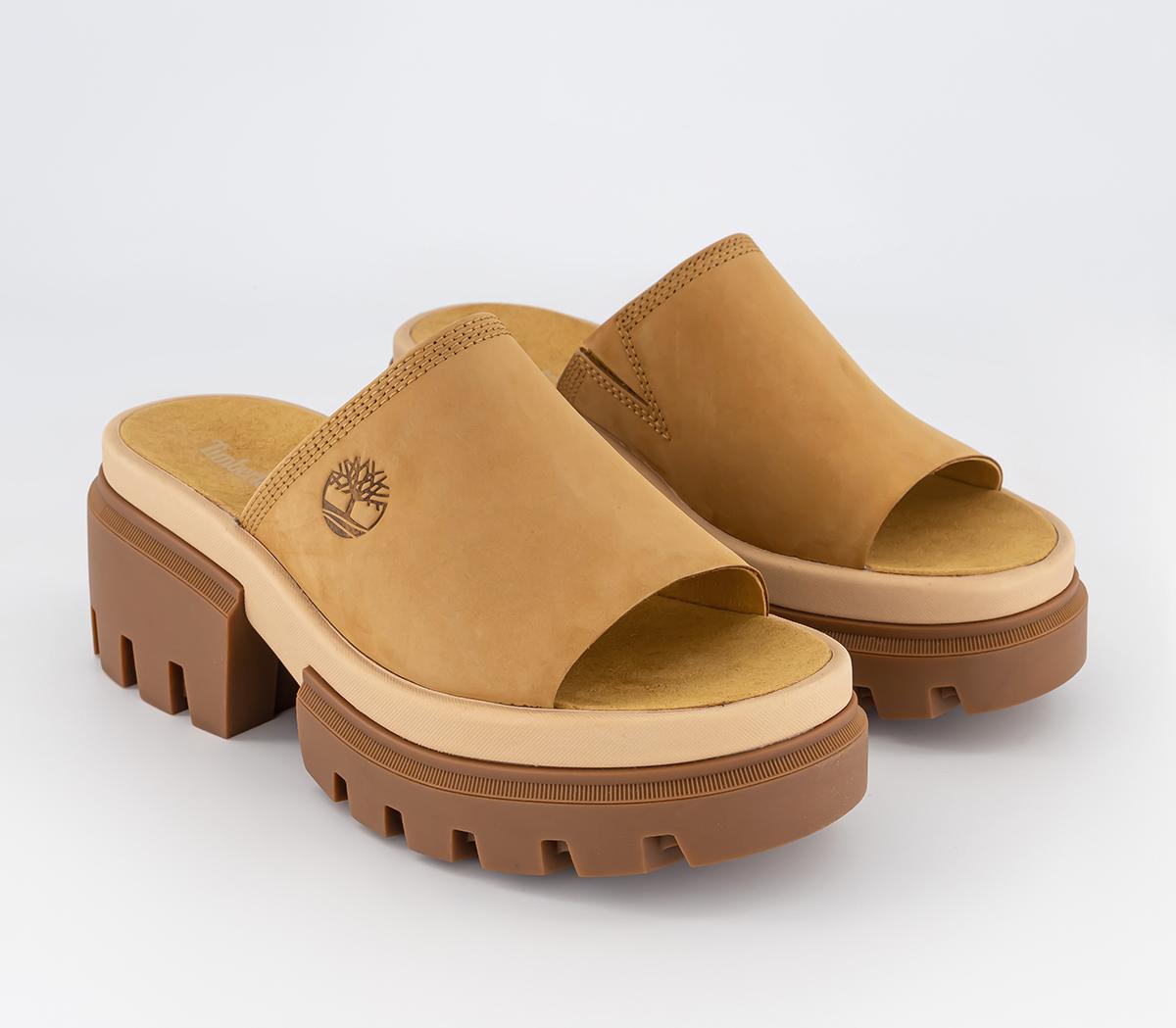 Timberland Everleigh Slide Mules Wheat Nubuck - Women’s Sandals