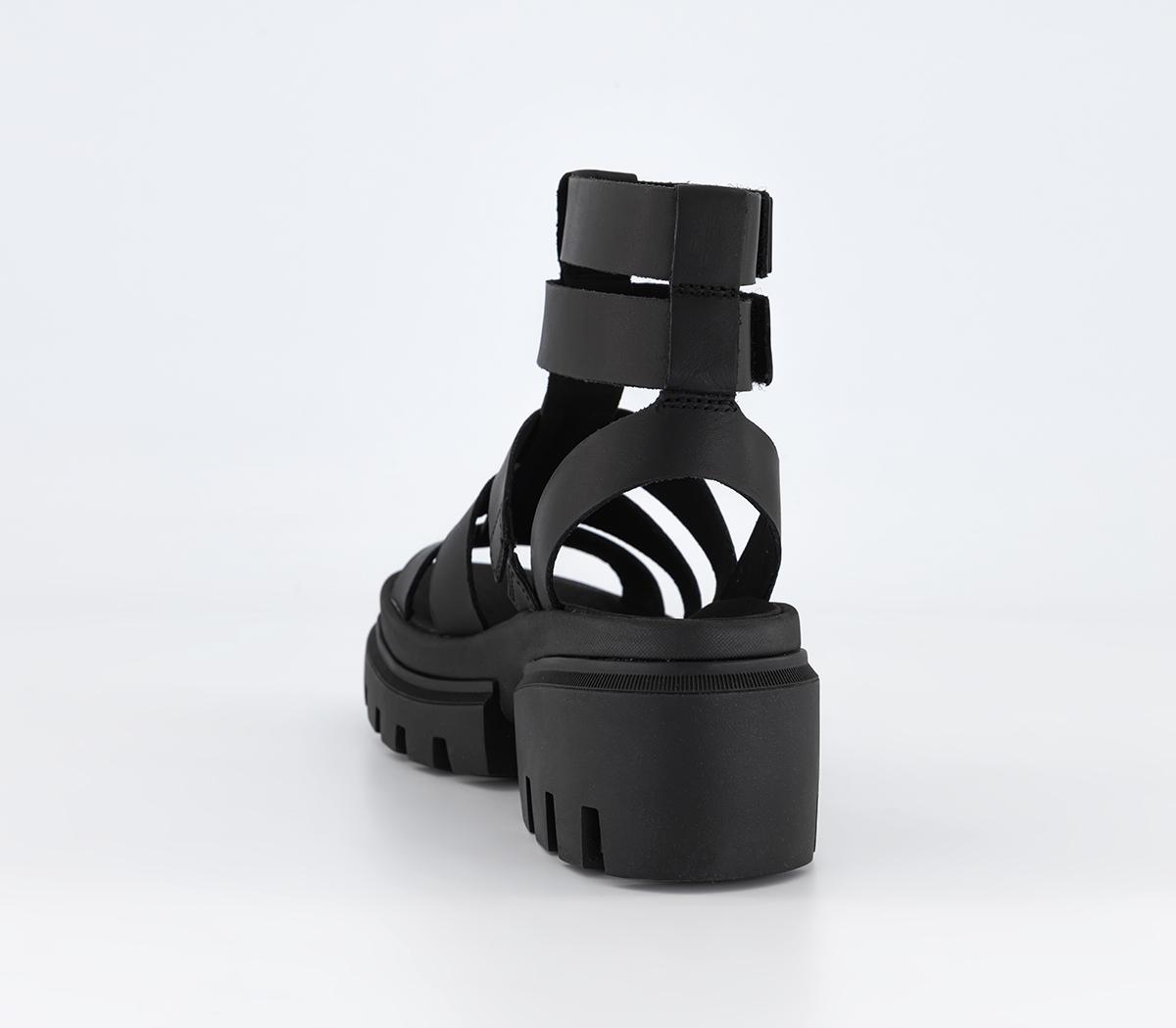 Timberland Everleigh Gladiator Sandals Black Full Grain - Women’s Sandals