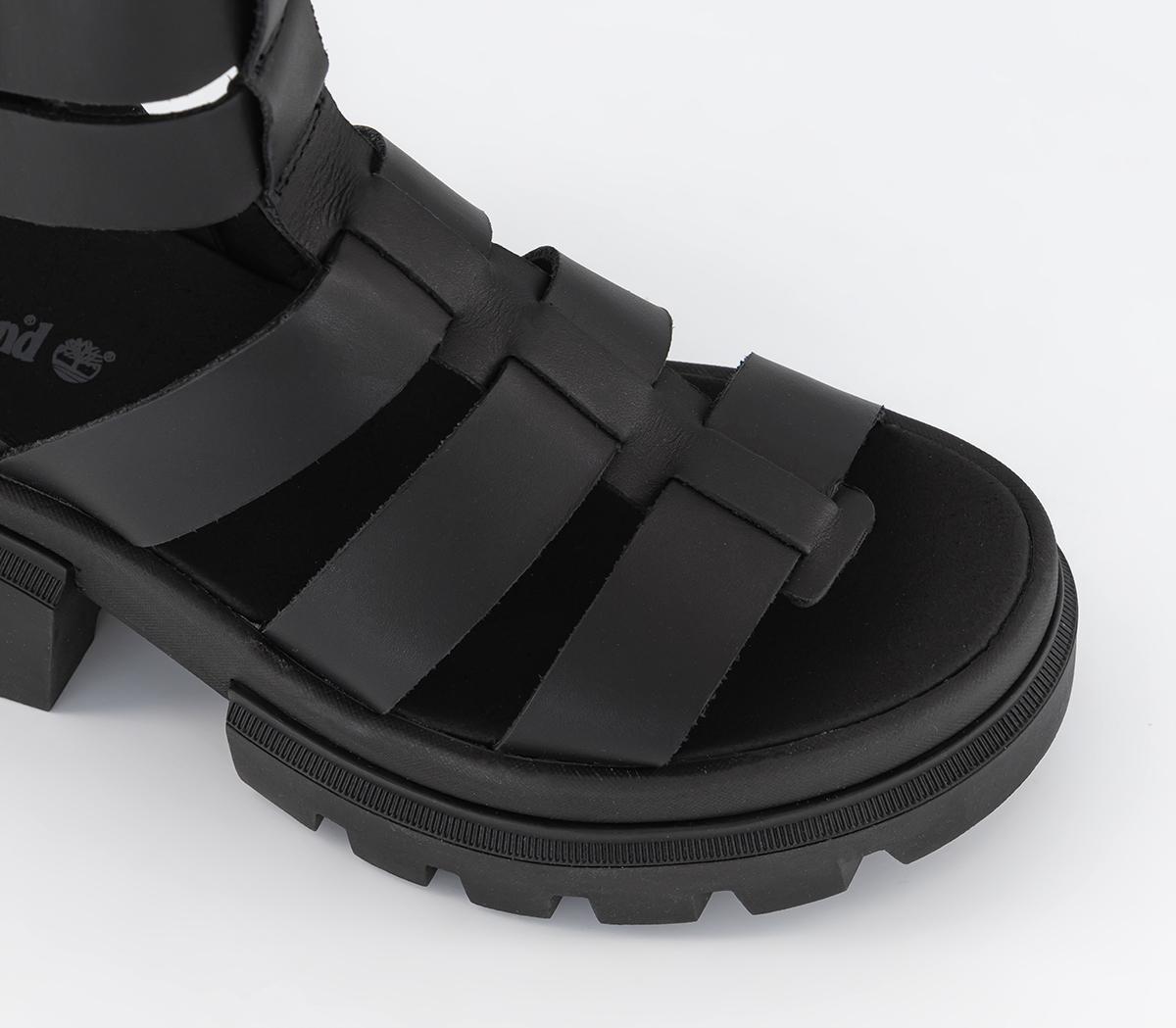 Timberland Everleigh Gladiator Sandals Black Full Grain - Women’s Sandals