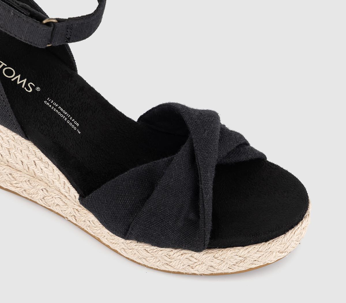 TOMS Marisela Wedge Sandals Black Woven - Mid Heels
