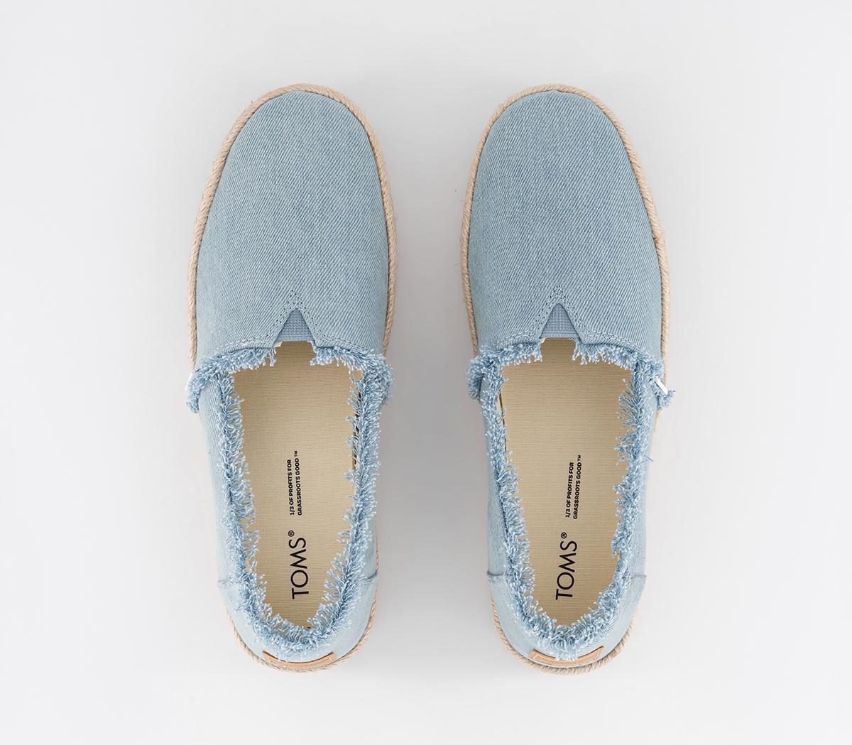 TOMS Valencia Espadrilles Pastel Blue Washed Denim - Espadrilles For Women