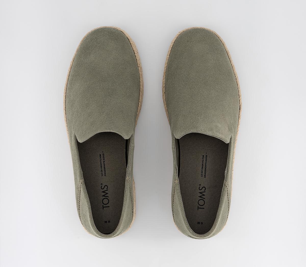 TOMS Santiago Espadrilles Vetiver Grey Suede - Men’s Sandals