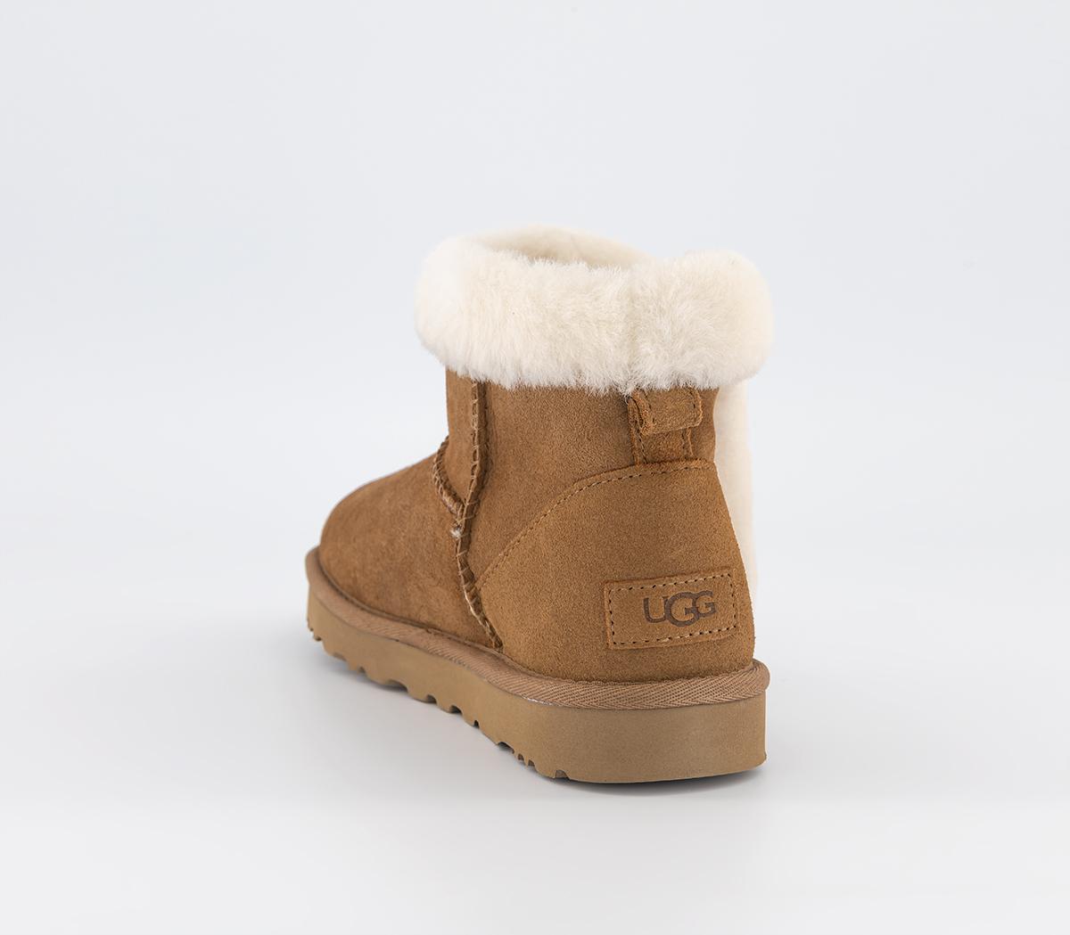 UGG W Classic Mini Heritage Fluff Boots Chestnut - Women's Ankle Boots