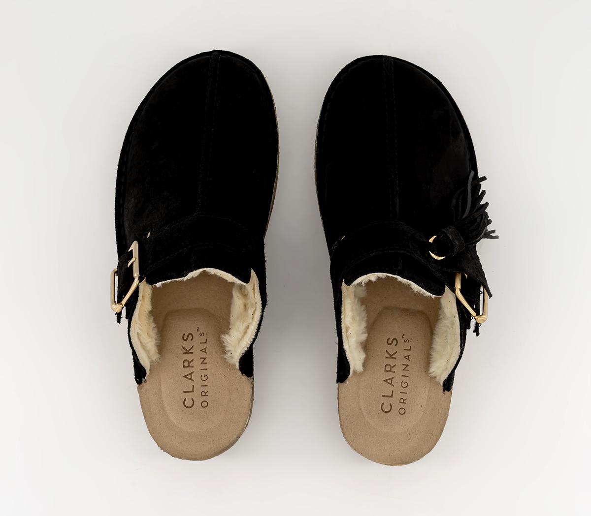 Clarks Originals Clarks Womens Trek Mules Black Suede - Flat Shoes for ...