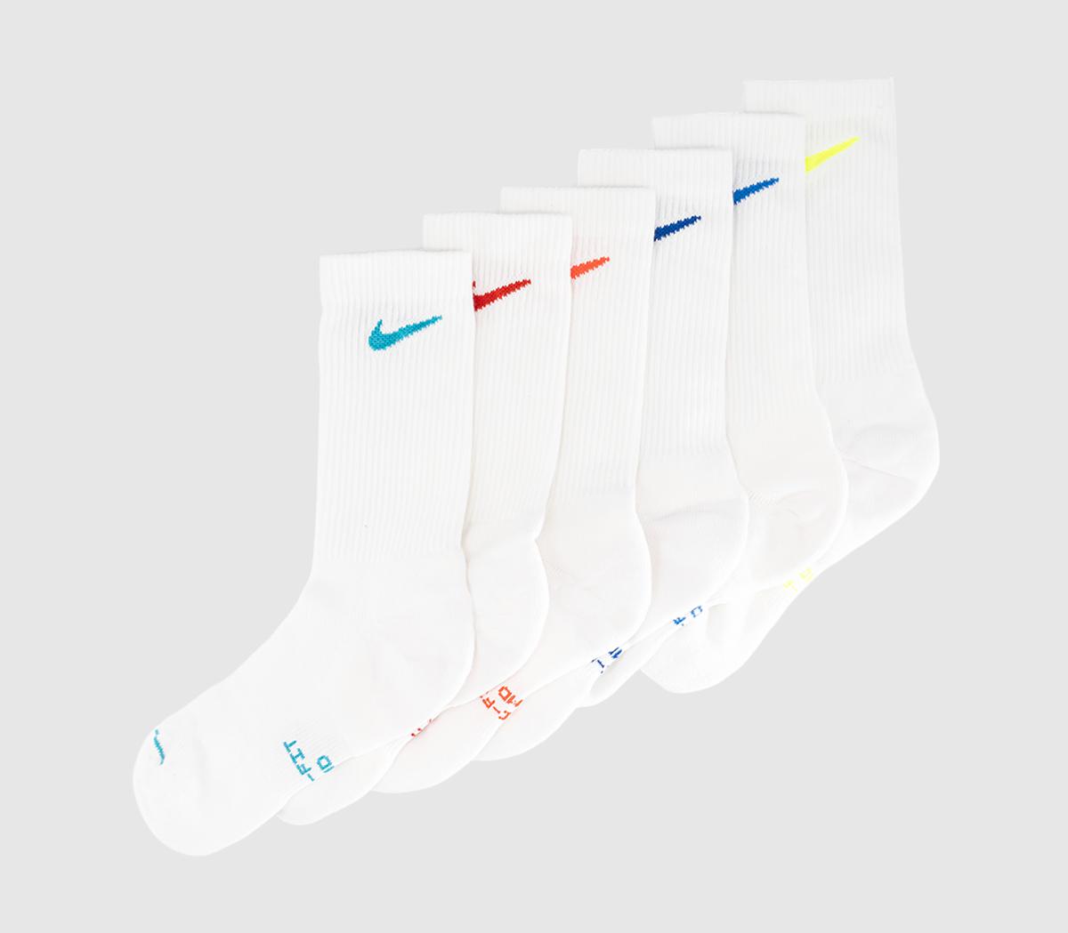 Click here for Nike Crew Socks 6 Pairs Bright Ticks In White  M prices