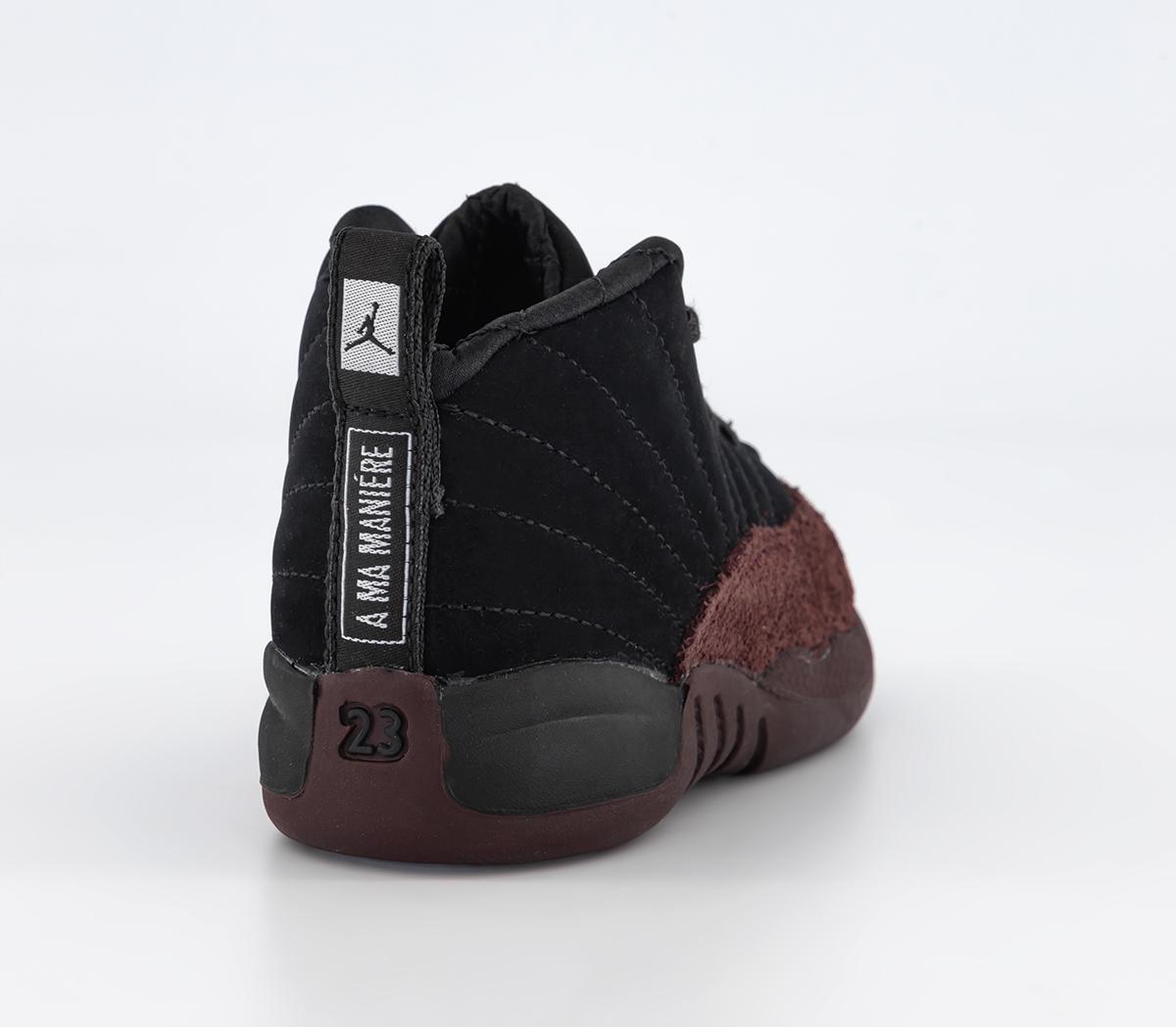 Jordan Air Jordan 12 Infant Trainers Black Burgundy Crush - Unisex