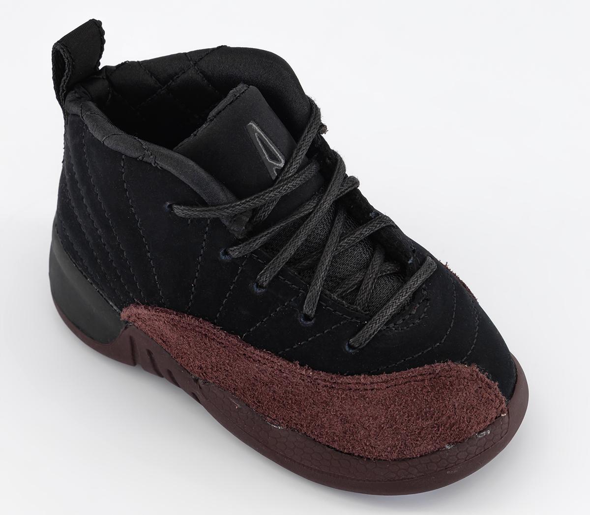 Jordan Air Jordan 12 Infant Trainers Black Burgundy Crush - Unisex