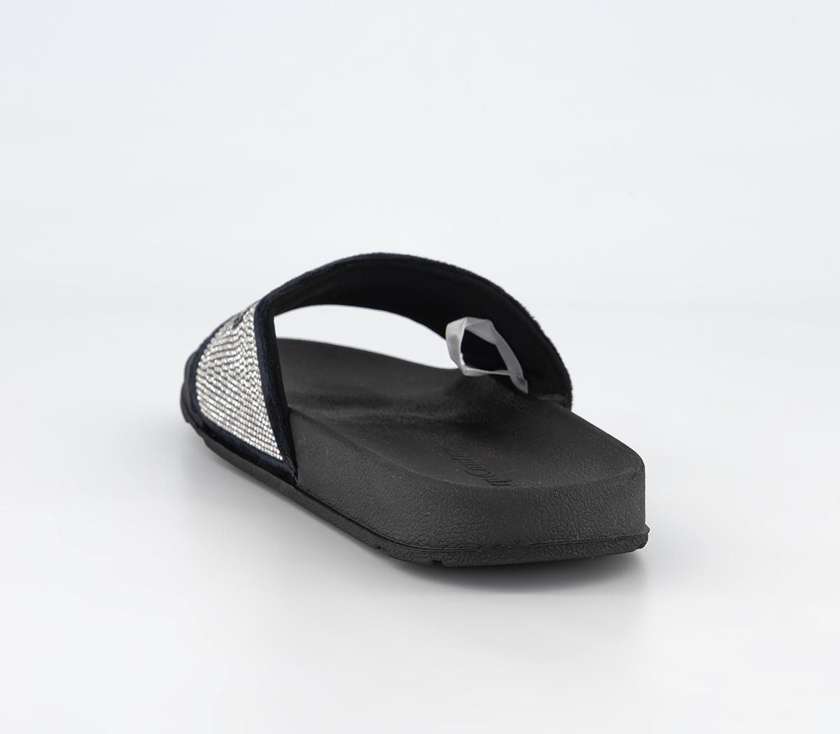 Juicy Couture Donna Diamante Low Stack Sliders Black - Women’s Sandals